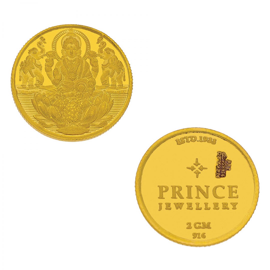 916 Purity 2 Gram lakshmi Design Gold Coin
